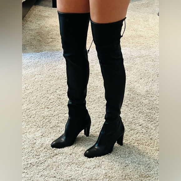Stuart Weitzman | Shoes | Stuart Weitzman Thigh High Black Leather Boots With Tie | Poshmark